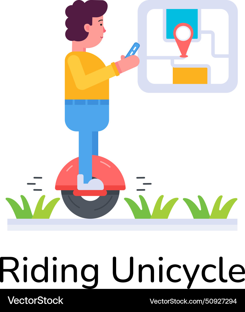 Riding unicycle Royalty Free Vector Image - VectorStock