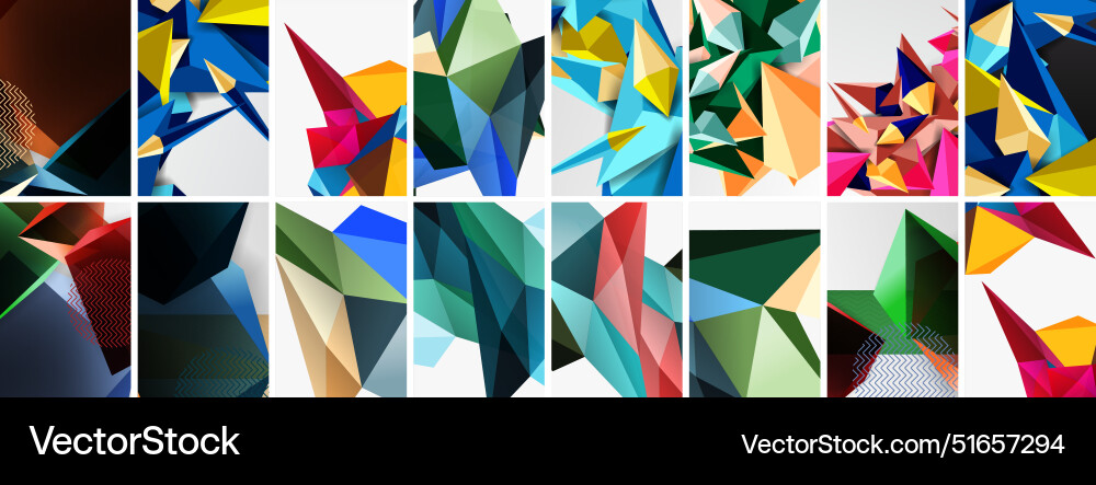 Set of low poly triangles poster geometric Vector Image