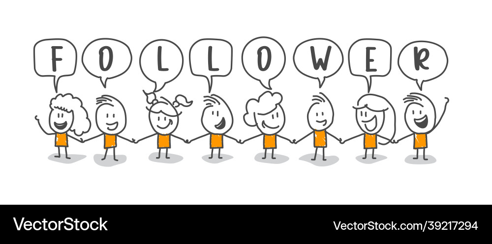 Stick figures follower hand drawn doodle line art Vector Image