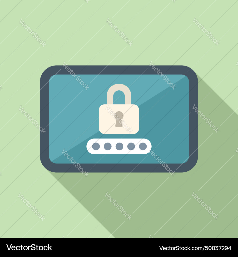 Tablet enter passcode icon flat access Royalty Free Vector