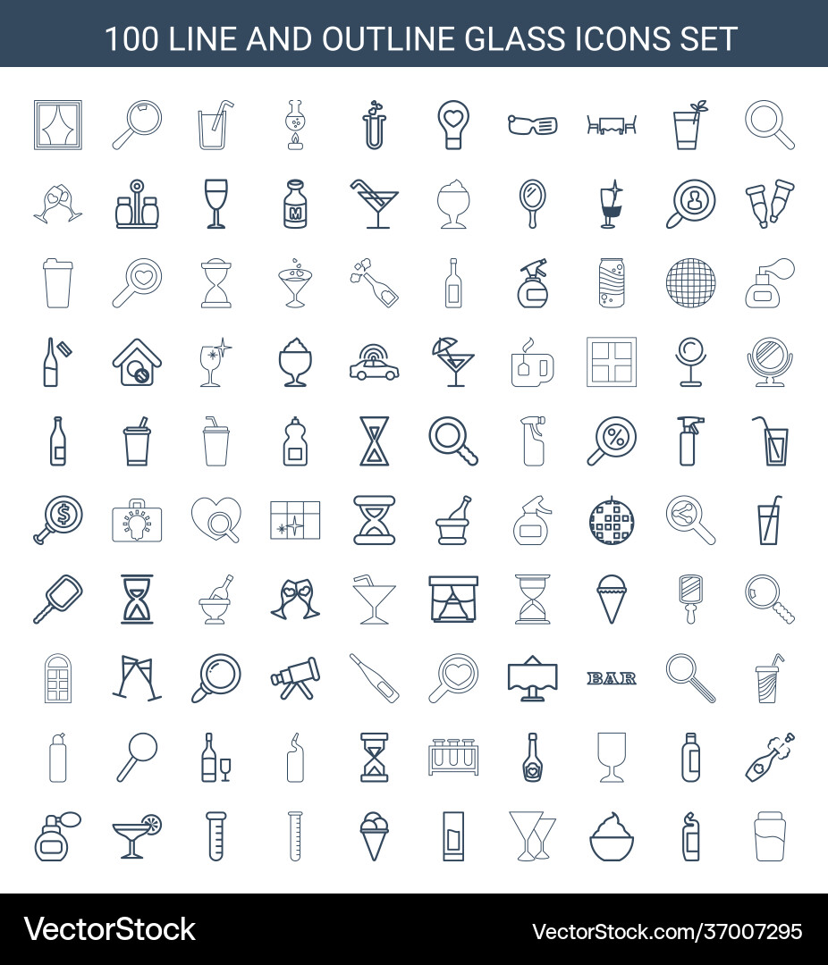 100 glass icons Royalty Free Vector Image - VectorStock