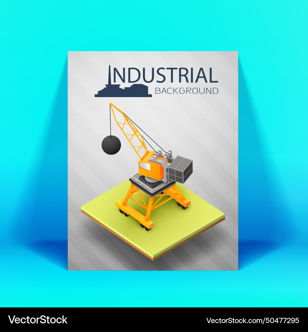 Colored wall and crane poster Royalty Free Vector Image