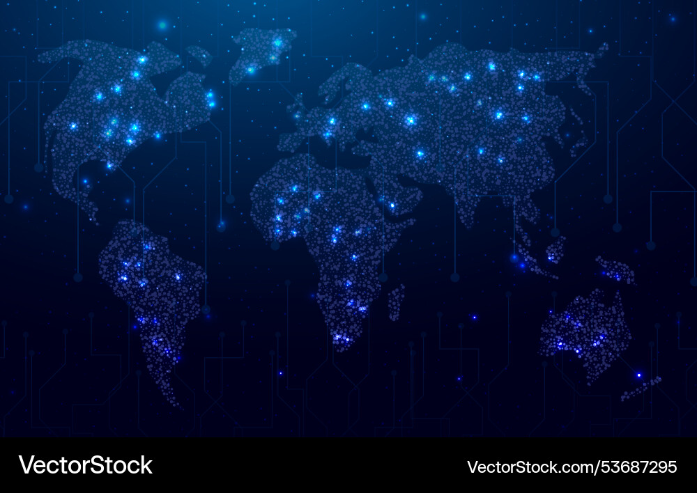 Futuristic map of the planet world Royalty Free Vector Image
