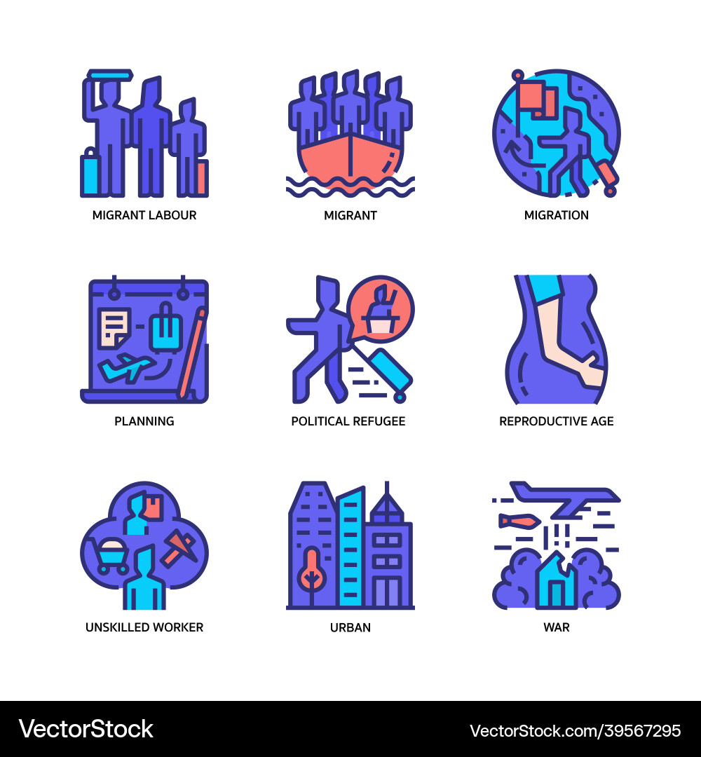 Migration icons set Royalty Free Vector Image - VectorStock