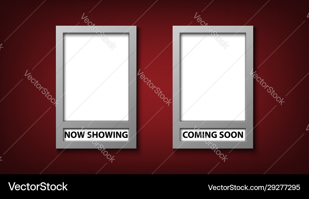 Movie poster frame template with now showing Vector Image