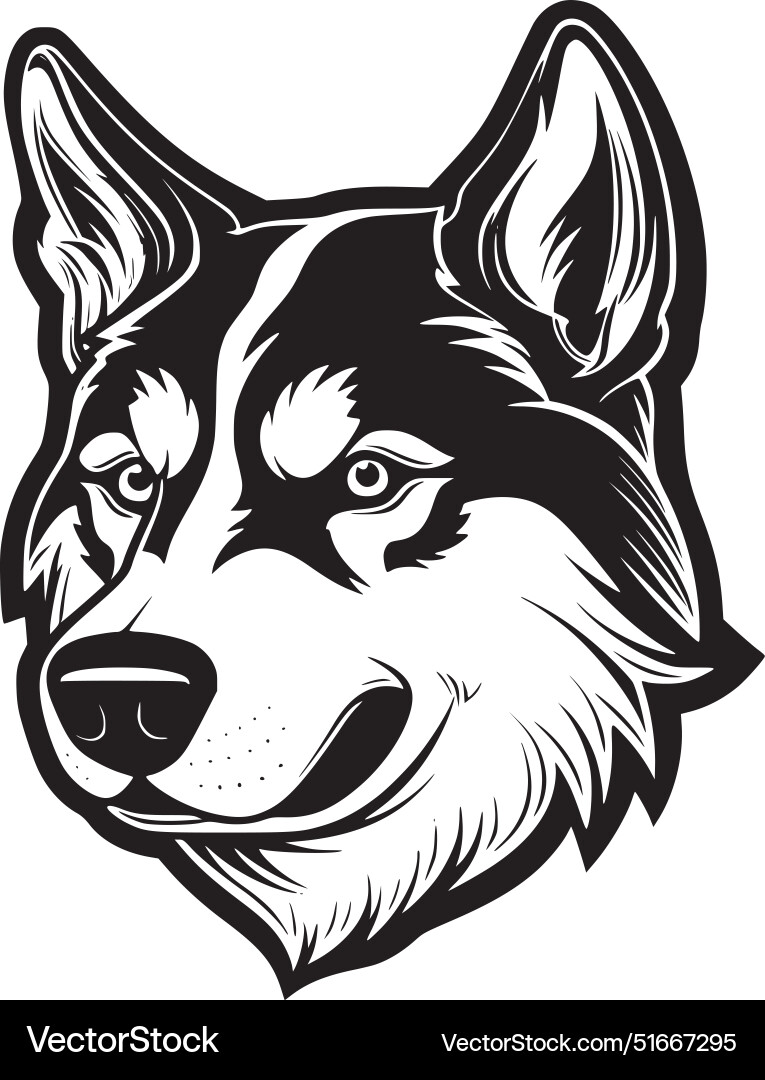Siberian husky - black and white Royalty Free Vector Image