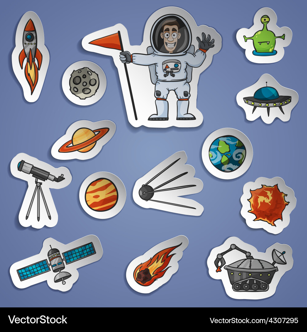 Space stickers set Royalty Free Vector Image - VectorStock
