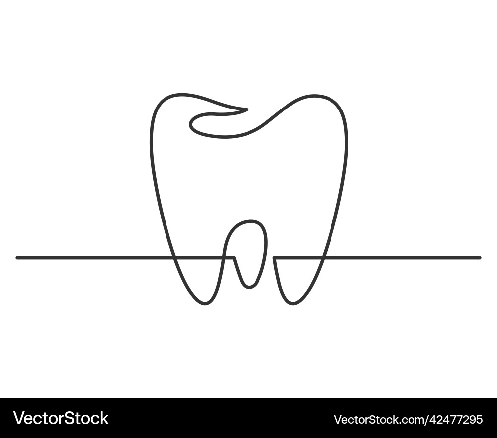 Tooth one line Royalty Free Vector Image - VectorStock