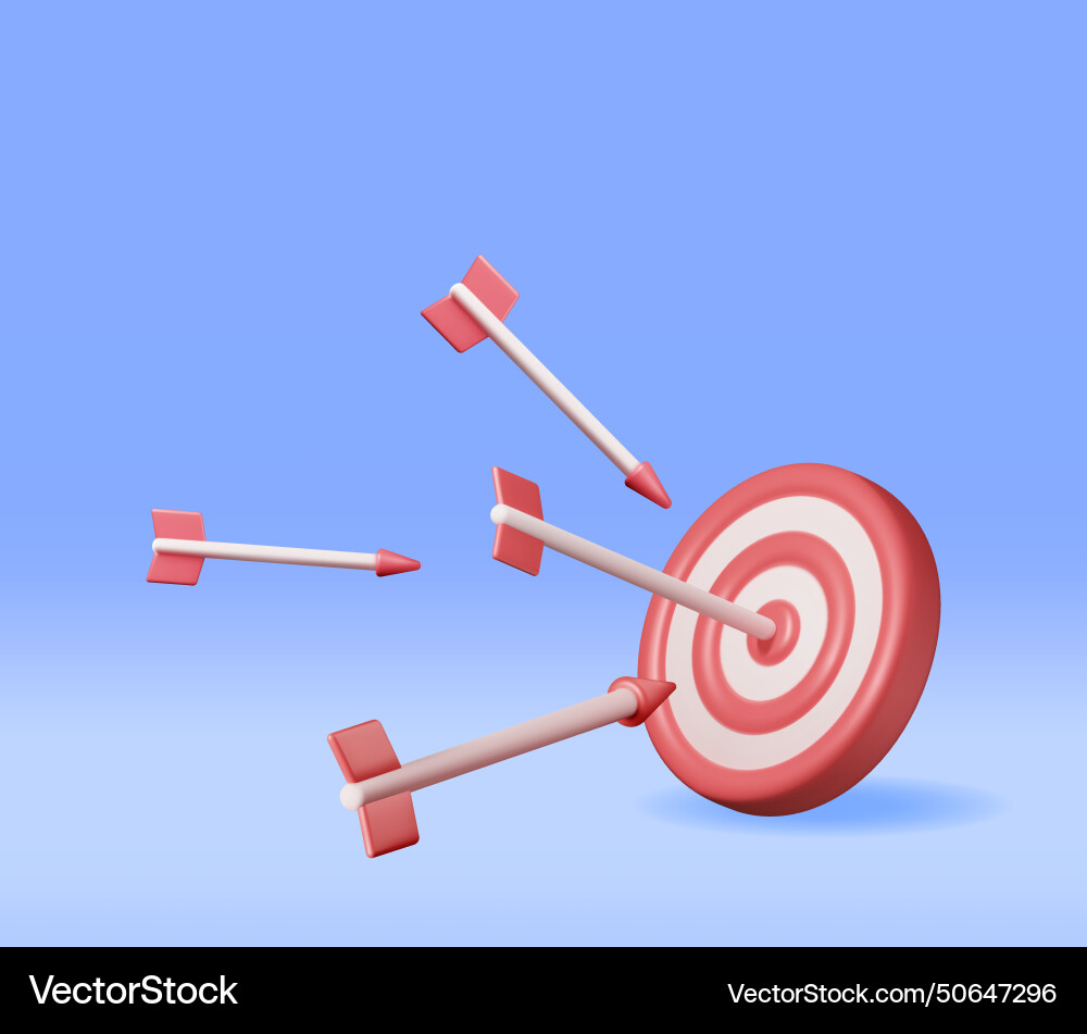 3d target with arrow in center icon Royalty Free Vector