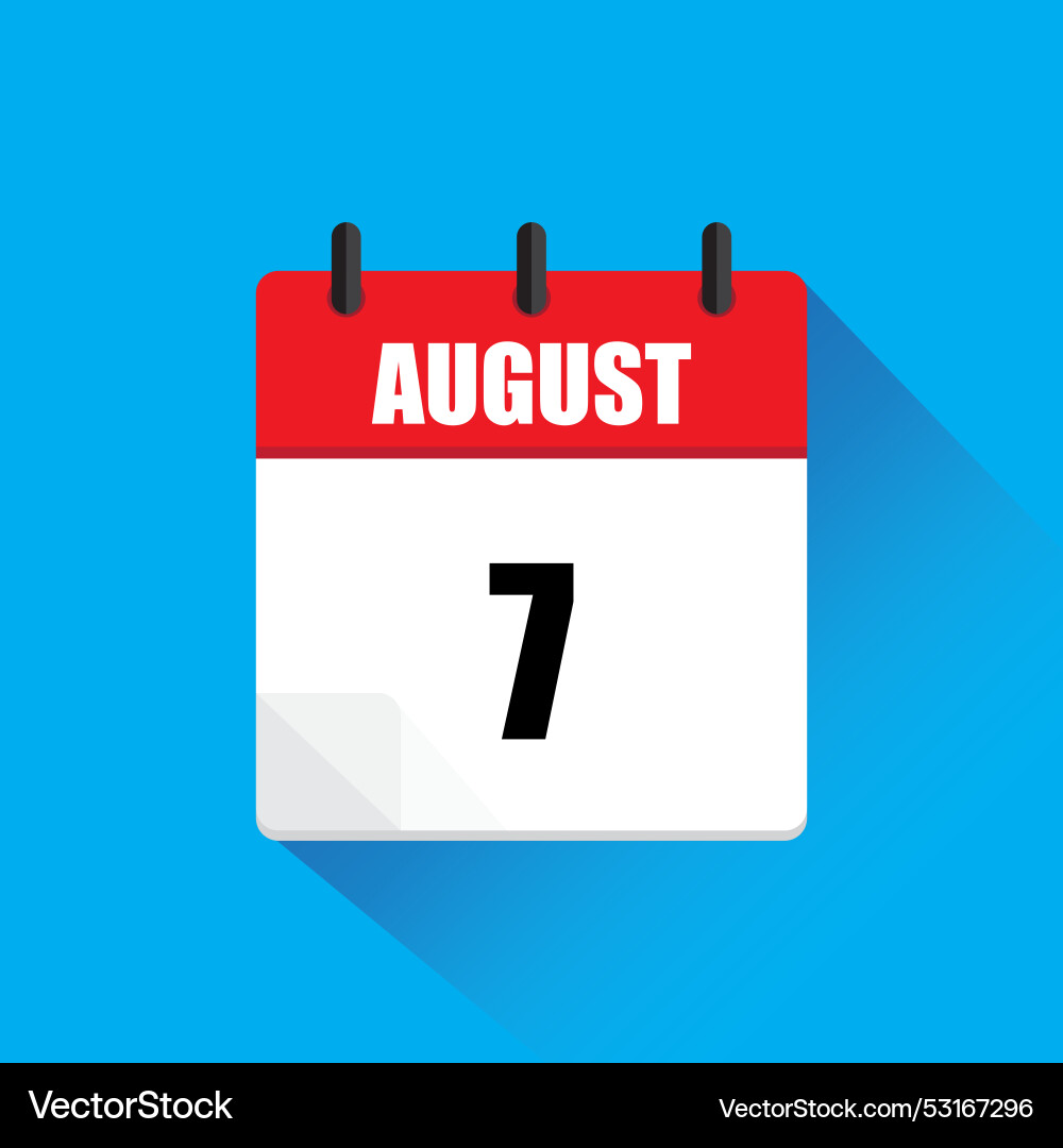 Calendar icon august red header design seventh Vector Image