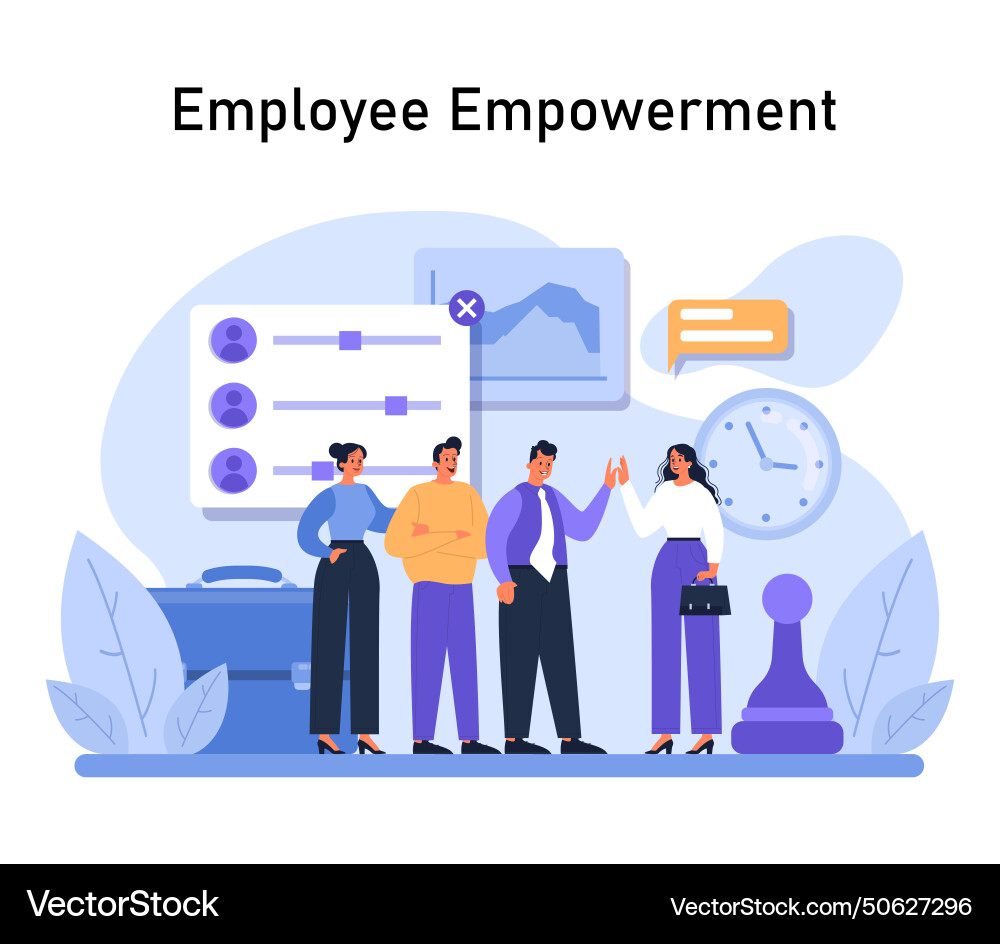 Employee empowerment concept flat Royalty Free Vector Image