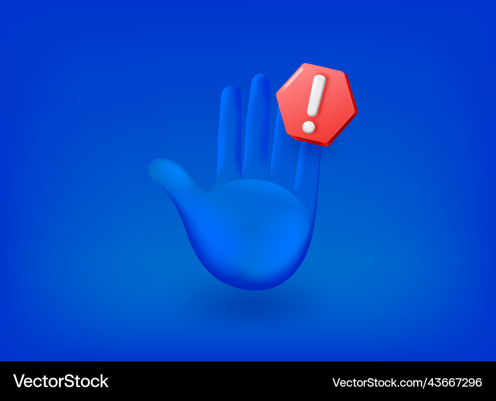 Hand with stop sign 3d Royalty Free Vector Image