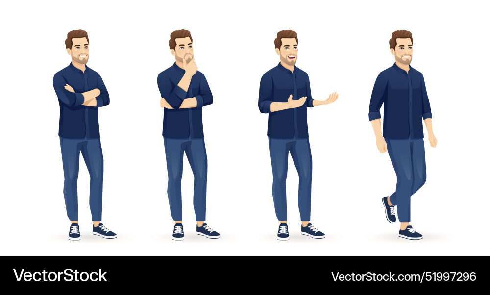 Handsome young casual man set Royalty Free Vector Image