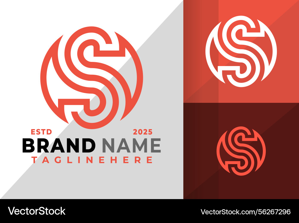 Letter s circle linear logo icon design Royalty Free Vector