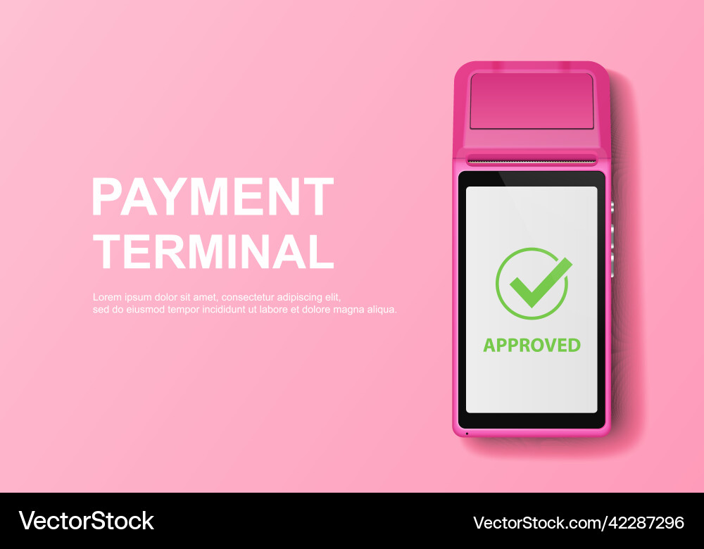 Realistic 3d pink touch mobile payment Royalty Free Vector