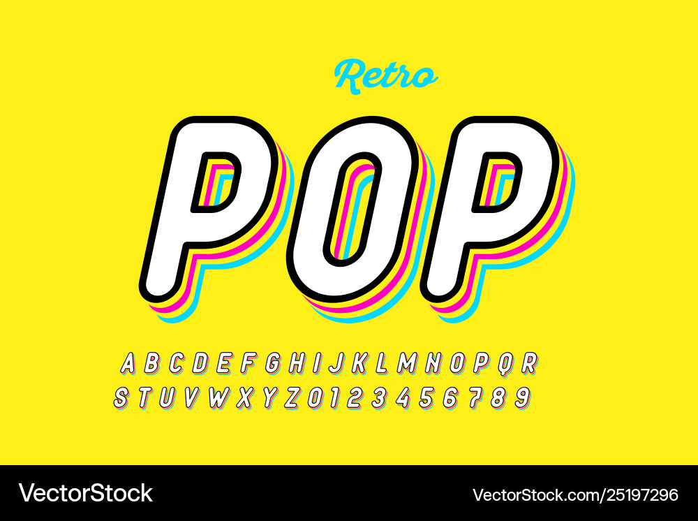 Retro pop art style font Royalty Free Vector Image
