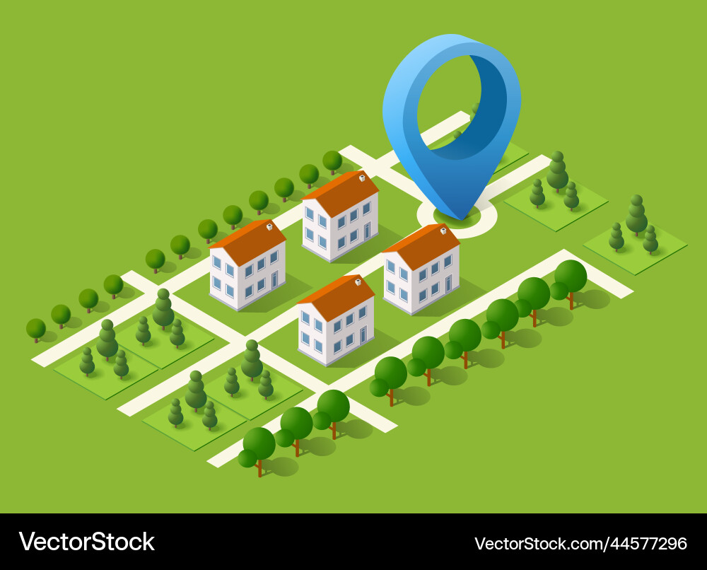 Stadtbild mit 3d isometrischer Ansicht Lizenzfreier Vektor