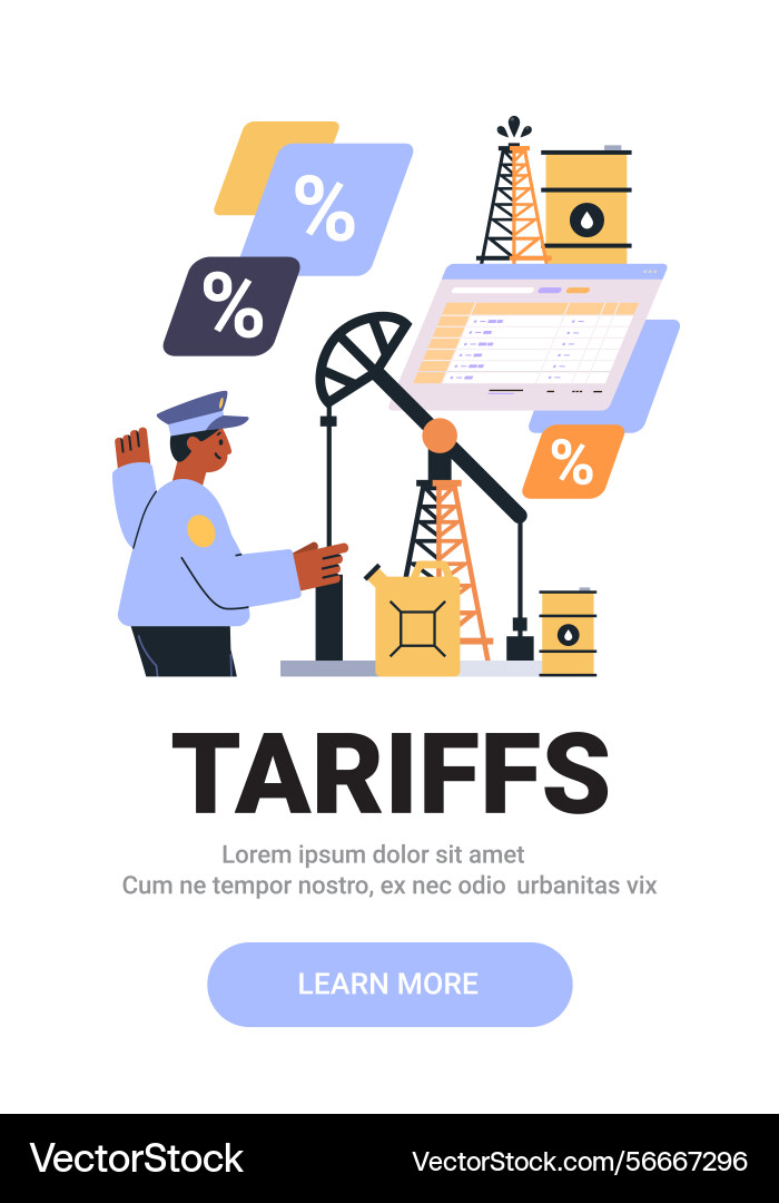 Tariffs trade concept with oil industry elements Vector Image