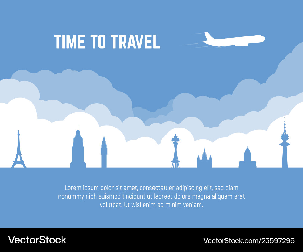 Travel banner with plane Royalty Free Vector Image