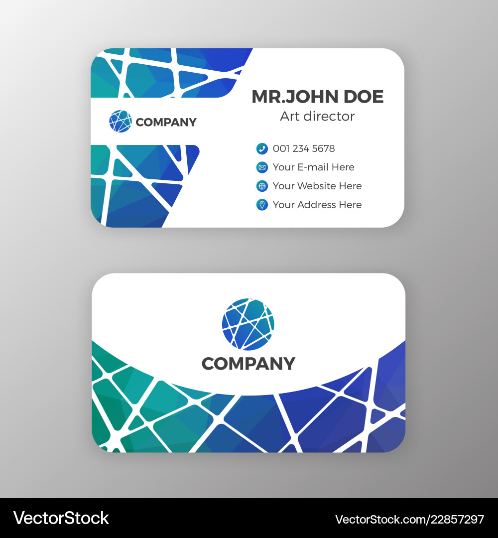 Abstract mesh and polygonal name card template Vector Image