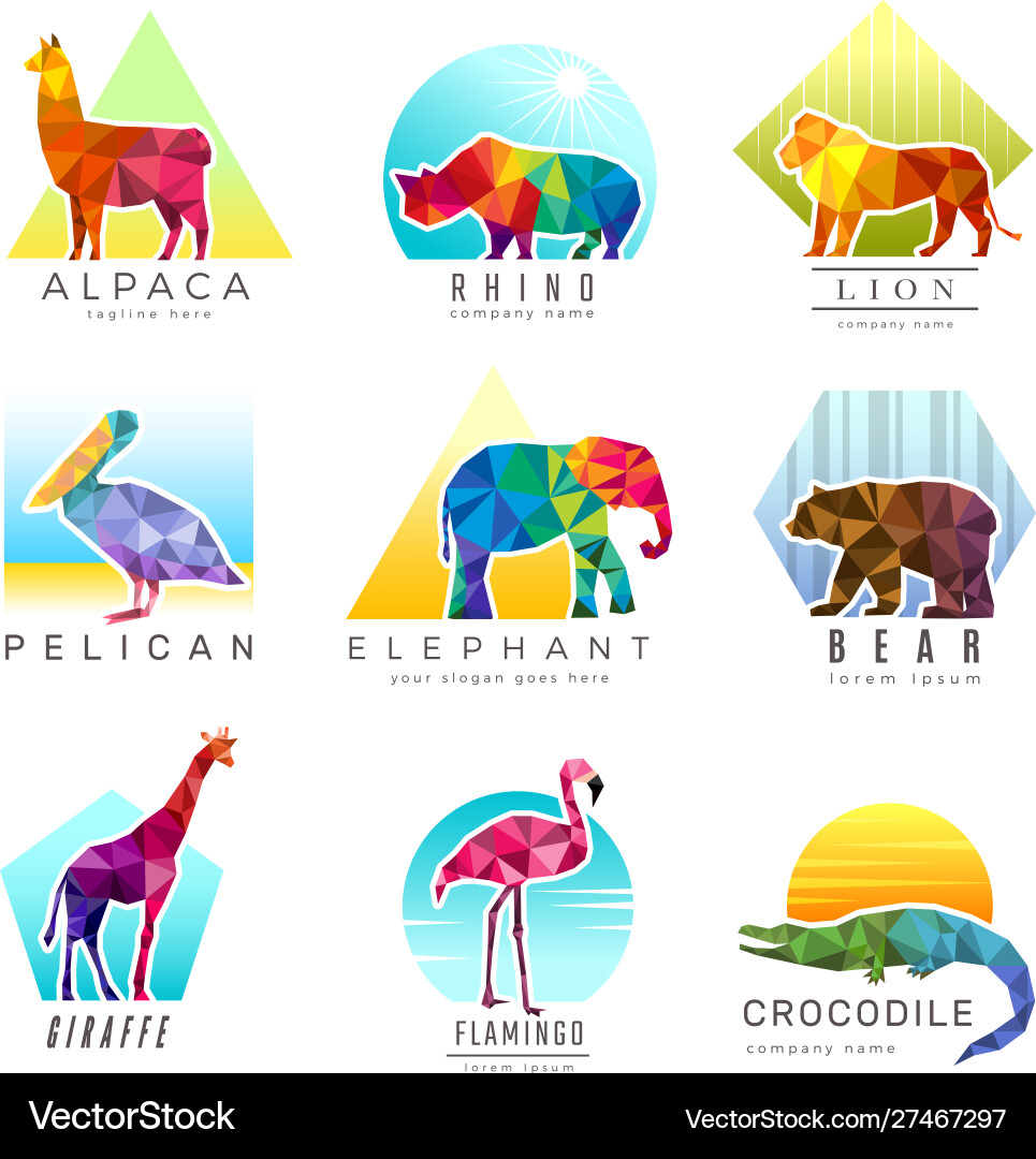 Animals logo zoo low poly triangular geometric Vector Image