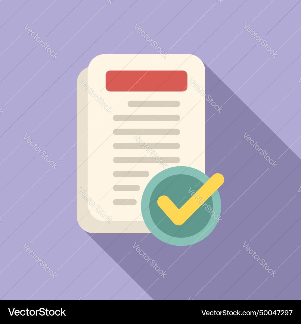 Approved documents icon flat claim Royalty Free Vector Image