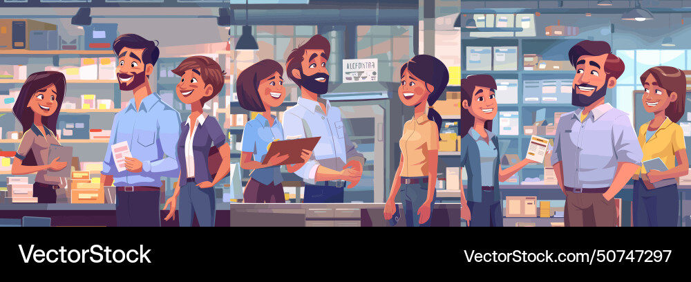 Boss employees scenes cartoon Royalty Free Vector Image