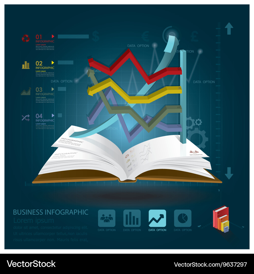 Business infographic with open book learning style