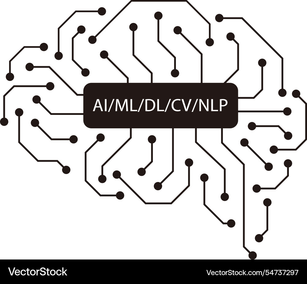 Circuit board in the cyborg brain artificial Vector Image