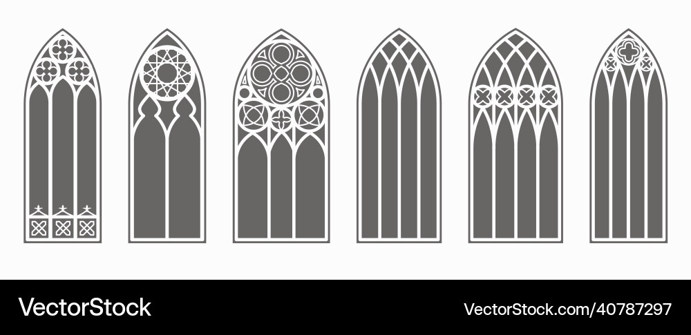 Gothic Window Silhouettes Royalty Free Vector Image