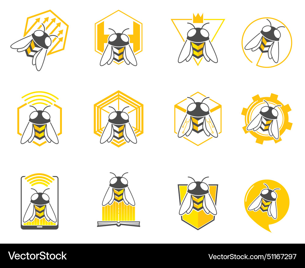 Hornet icon logo collection set Royalty Free Vector Image
