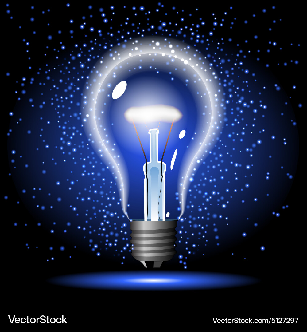 Neon Lightbulb with Sparkle Royalty Free Vector Image