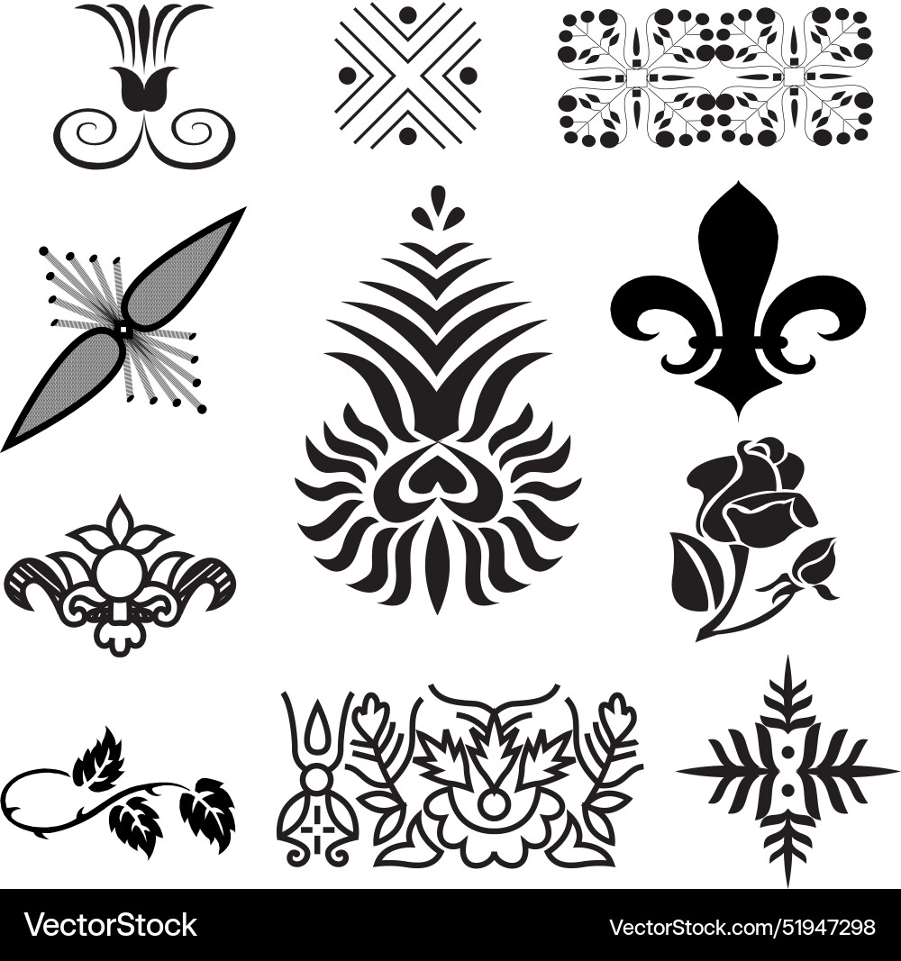 Black and white simple line art mandala design vec