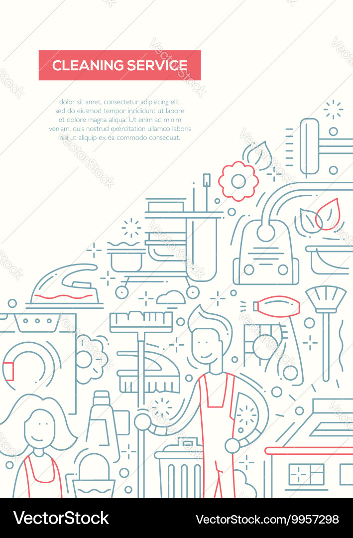 Cleaning service - line design brochure poster Vector Image
