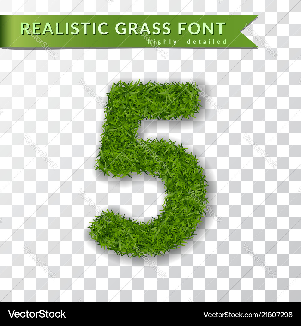 Grass number five green isolated Royalty Free Vector Image