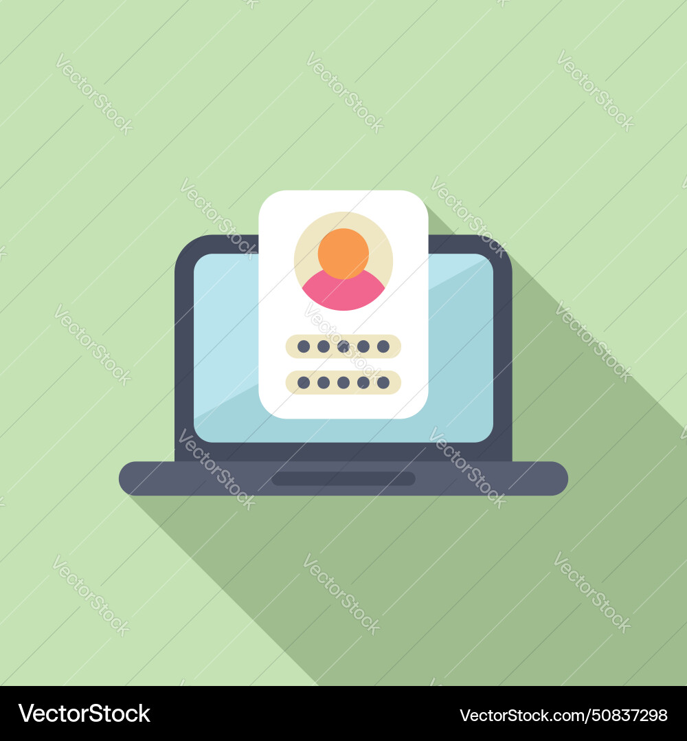 Laptop user access icon flat two factor Royalty Free Vector