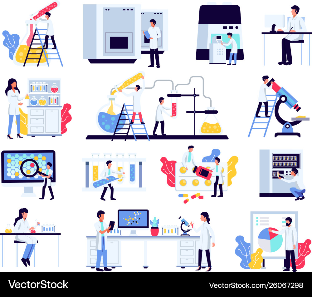 Pharma lab scientists set Royalty Free Vector Image