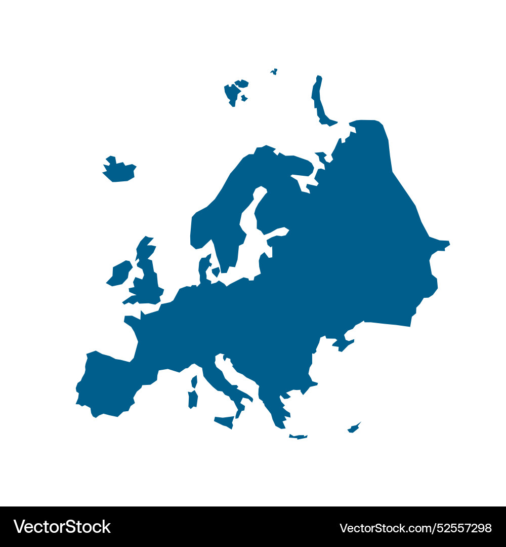 Silhouette map of europe Royalty Free Vector Image