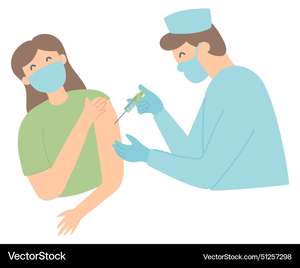 Vaccination process in flat design doctor Vector Image