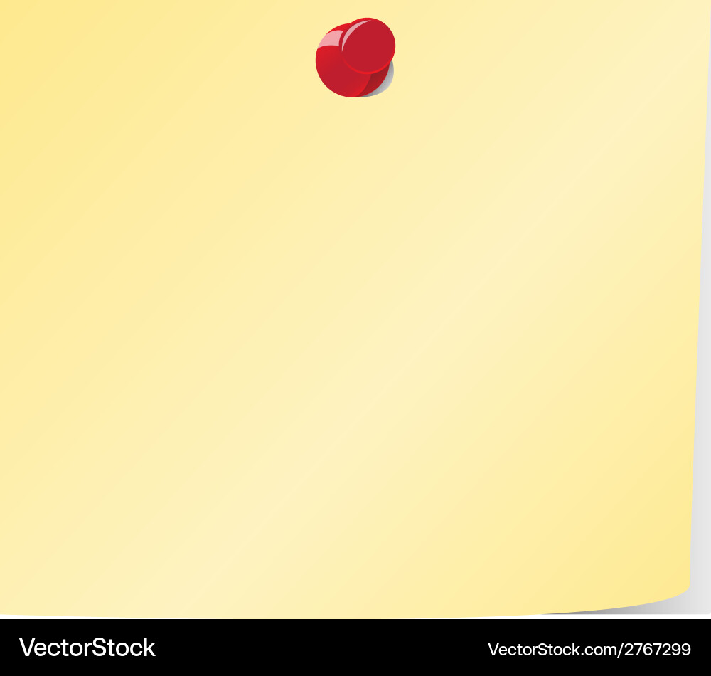 Blank yellow sticky note pinned Royalty Free Vector Image