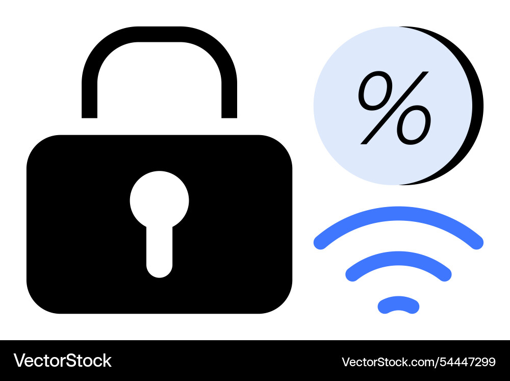 Cybersecurity symbol with lock percentage sign Vector Image