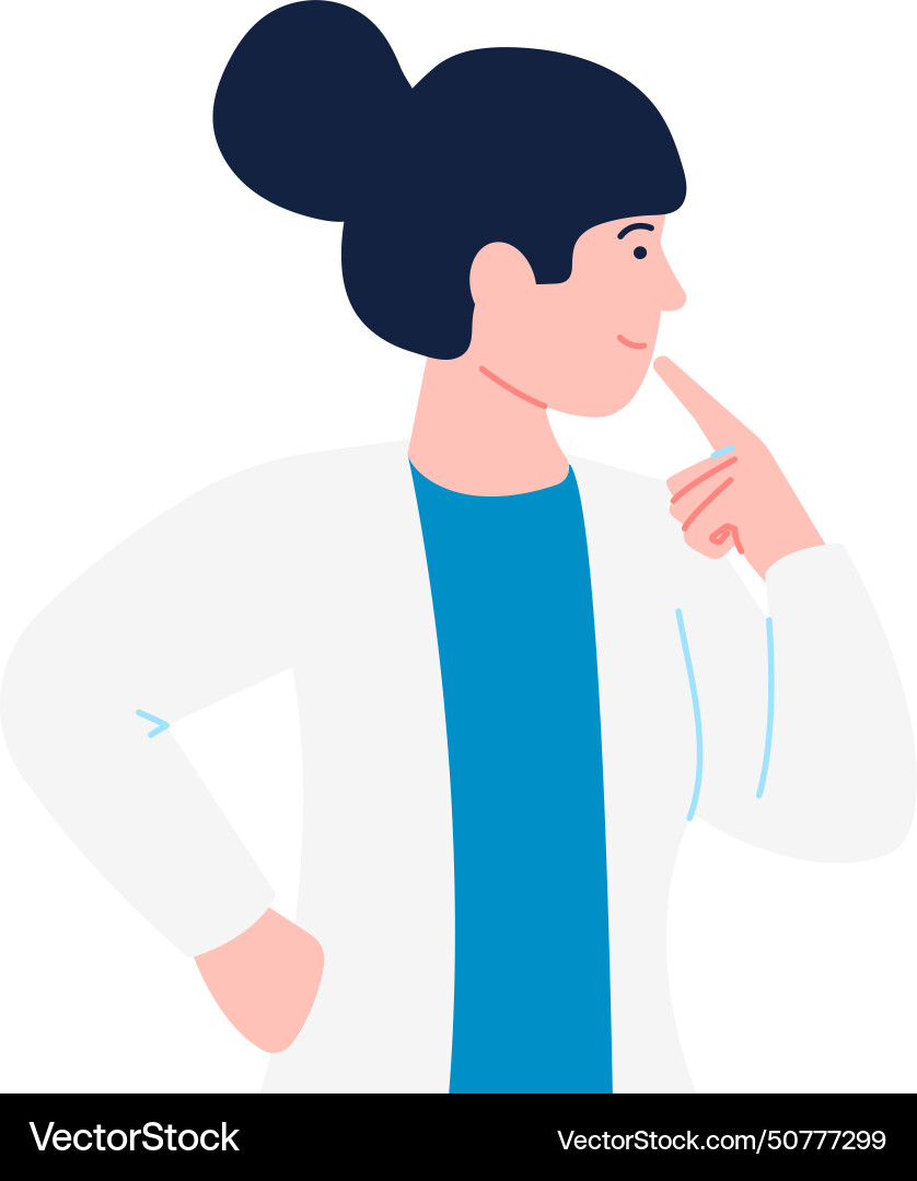 Female scientist thinking research idea Royalty Free Vector