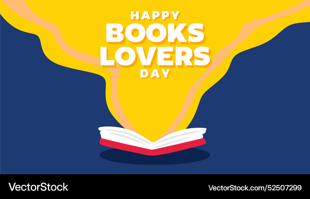 Happy book lovers day with books Royalty Free Vector Image