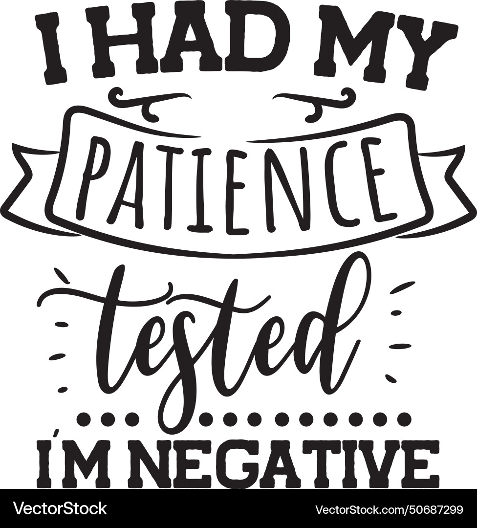 I had patience tested im negative design on white Vector Image