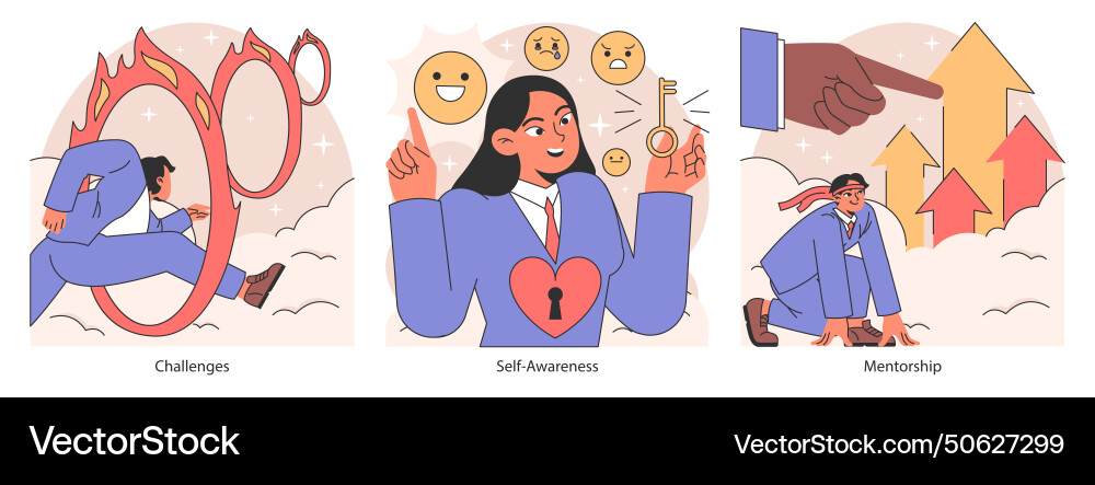 Life navigation set personal progress and finding Vector Image