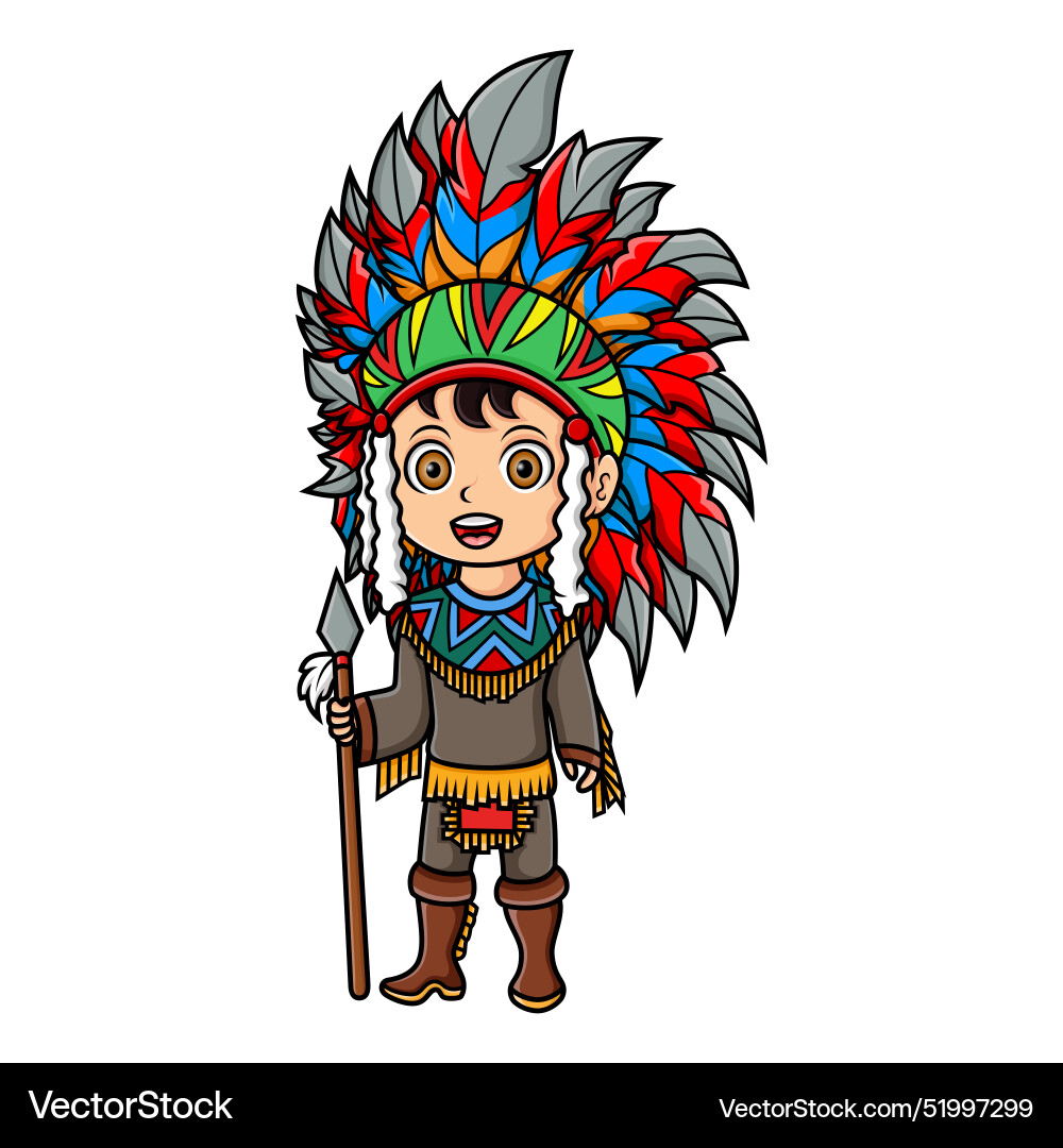 Male native american cartoon Royalty Free Vector Image