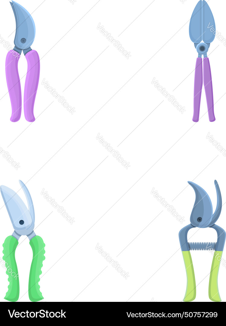 Pruning scissors icons set cartoon various Vector Image