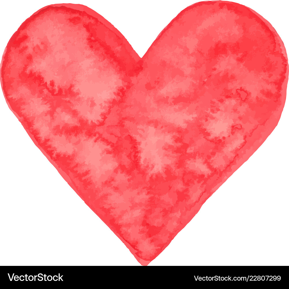 Red watercolor heart isolated Royalty Free Vector Image