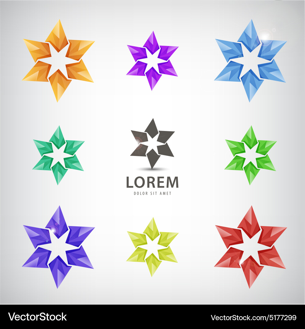 Set looped stars icons logos Royalty Free Vector Image