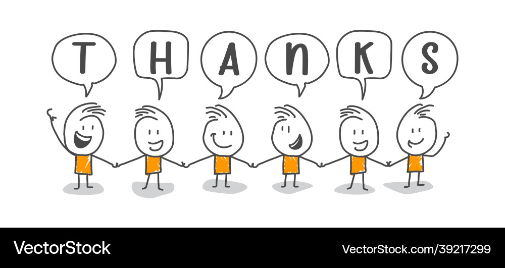 Stick figures thanks hand drawn doodle line art Vector Image